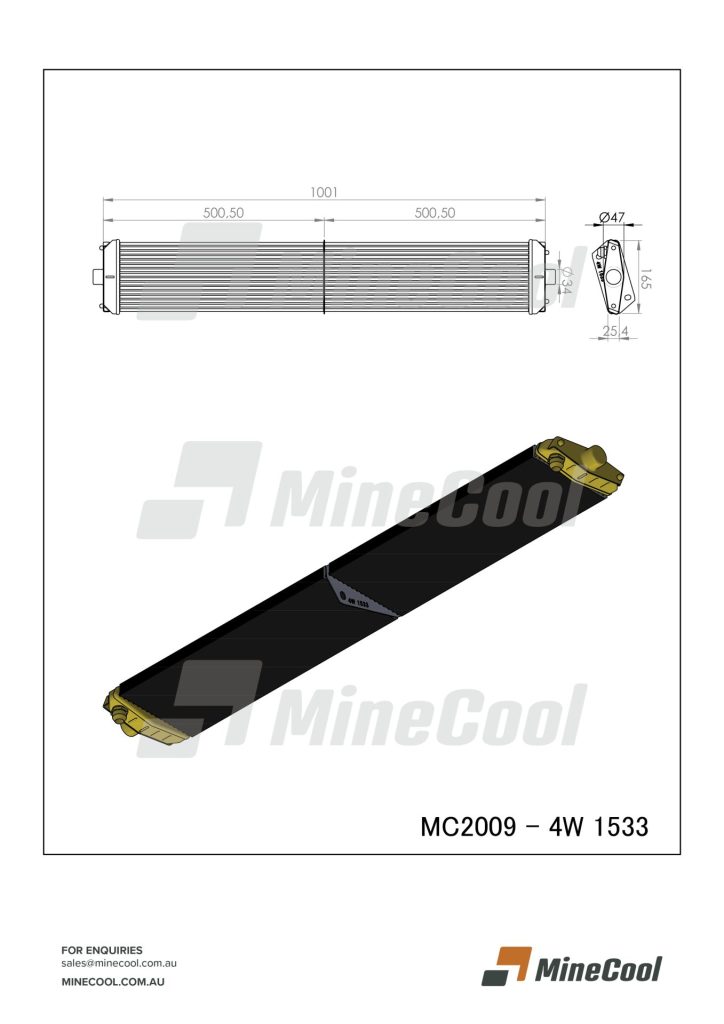 CORE RADIATOR FOLDED CAT 950E (AS OIL COOLER)(1001mm) — MineCool