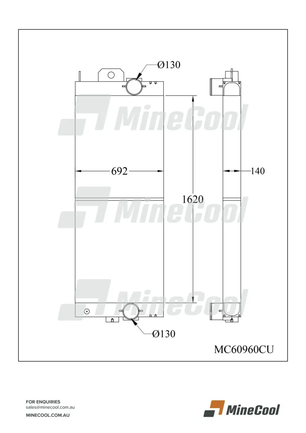 COOLER CHARGE AIR COMPLETE CAT 6030 / RH120-3 — MineCool Aftermarket Part